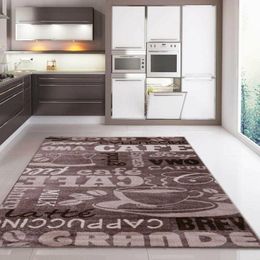 Küchenteppich Teppichläufer Coffee Modern Kaffee Design in Braun Beige Teppich für Lounge oder Küche,160x220 cm