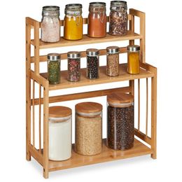 Gewürzregal Bambus, verstellbar, Küchenorganizer für Gewürze, platzsparend, 3 Etagen, hbt 50x41,5x18 cm, natur - Relaxdays