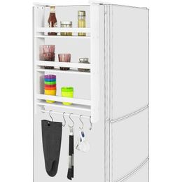 FRG150-W Hängeregal für Kühlschrank mit 5 Haken Türregal Küchenregal Gewürzregale mit 3 Ablagen, bht ca.: 44,5x73,5x20cm - sobuy