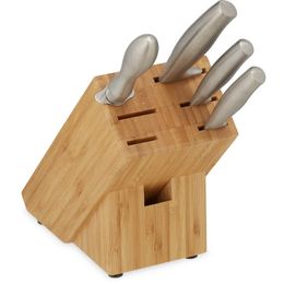 Relaxdays - Messerblock ohne Messer, Messerständer aus Bambus, hbt: 20 x 11,5 x 23,5 cm, Küchenmesser Aufbewahrung, natur