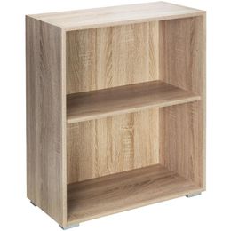 Kommode mit 2 Türen Holz Modern höhenverstellbarer Einlegeboden Schlafzimmer Büro Flur Mehrzweckschrank Aktenschrank Schrank 2 Fächer Eiche - Casaria