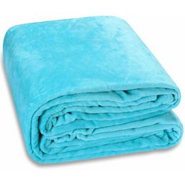 Monzana - Premium Kuscheldecke Tagesdecke Decke Wohndecke Sofadecke Mikrofaserdecke 300g/ m² l- xxl 240x220cm - hellblau