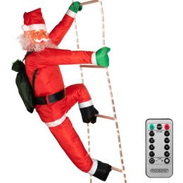 Led Weihnachtsmann Leiter xxl 240cm für In-/Outdoor Timer 8 Leuchtfunktionen dimmbar Santa Claus Nikolaus Weihnachten Deko Figur - Monzana
