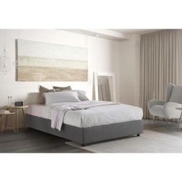 TALAMO ITALIA Doppelbett Azzurra, Containerbett mit Stoffbespannung, 100% Made in Italy, Frontöffnung, passend für Matratze Cm 140x190, Grau