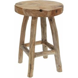 Spetebo Massivholz Teak Sitzhocker mit 4 Beinen - ø 30 cm - Holz Sitz Hocker Blumen Ständer handgefertigt