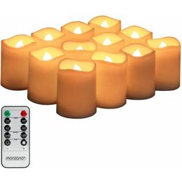 Monzana LED Kerzen mit Fernbedienung Timerfunktion Dimmbar Flammenlose Flackernde Teelichter 12 Stück Batteriebetrieben