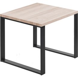 Esstisch Küchentisch Schreibtisch Couchtisch aus Massivholz, 60x60x76 cm (AxBxH), Modern, Roh / Schwarz, LBG-01-A-001-9005M - Lamo Manufaktur