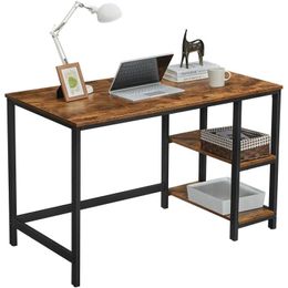 Songmics - vasagle Schreibtisch Computertisch im Industrie-Design, PC-Tisch für BüRotisch, mit 2 Regalebenen auf der rechten oder linken Seite,
