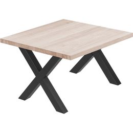 Esstisch Küchentisch Schreibtisch Couchtisch aus Massivholz, 60x60x47 cm (AxBxH), Design, Roh / Schwarz, LKG-01-A-001-9005D - Lamo Manufaktur