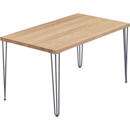 Esstisch Küchentisch Schreibtisch Couchtisch aus Massivholz, 140x80x76 cm (AxBxH), Creative, Natur / Anthrazit, LAG-01-A-002-7016Cr - Lamo Manufaktur