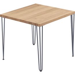 Esstisch Küchentisch Schreibtisch Couchtisch aus Massivholz, 60x60x76 cm (AxBxH), Creative, Natur / Anthrazit, LBG-01-A-002-7016Cr - Lamo Manufaktur