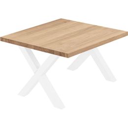 Esstisch Küchentisch Schreibtisch Couchtisch aus Massivholz, 60x60x47 cm (AxBxH), Design, Natur / Weiss, LKG-01-A-002-9016D - Lamo Manufaktur