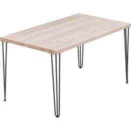 Lamo Manufaktur - Esstisch Küchentisch Schreibtisch Couchtisch aus Massivholz, 100x60x76 cm (AxBxH), Creative, Roh / Schwarz, LOG-01-A-001-9005Cr