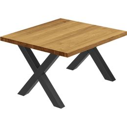 Esstisch Küchentisch Schreibtisch Couchtisch aus Massivholz, 60x60x47 cm (AxBxH), Design, Rustikal / Schwarz, LKG-01-A-003-9005D - Lamo Manufaktur