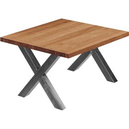 Esstisch Küchentisch Schreibtisch Couchtisch aus Massivholz, 60x60x47 cm (AxBxH), Design, Dunkel / Rohstahl mit Klarlack, LKG-01-A-004-0000D - Lamo