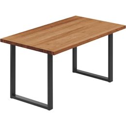 Lamo Manufaktur - Esstisch Küchentisch Schreibtisch Couchtisch aus Massivholz, 100x60x76 cm (AxBxH), Loft, Dunkel / Schwarz, LOG-01-A-004-9005L