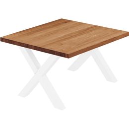 Esstisch Küchentisch Schreibtisch Couchtisch aus Massivholz, 60x60x47 cm (AxBxH), Design, Dunkel / Weiss, LKG-01-A-004-9016D - Lamo Manufaktur
