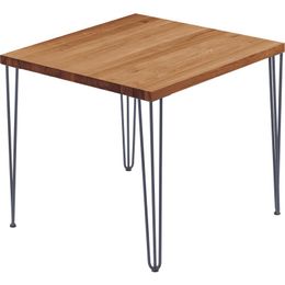 Esstisch Küchentisch Schreibtisch Couchtisch aus Massivholz, 60x60x76 cm (AxBxH), Creative, Dunkel / Anthrazit, LBG-01-A-004-7016Cr - Lamo Manufaktur