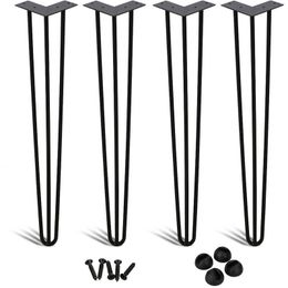 Swanew - 4 Stück tischbeine metall schwarz Tischkufen Haarnadel Tischbein 12 mm, Hairpin Legs aus Stahl, 3-Stange Bein, 35 cm