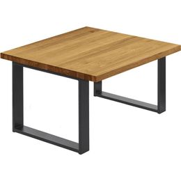 Esstisch Küchentisch Schreibtisch Couchtisch aus Massivholz, 60x60x47 cm (AxBxH), Modern, Rustikal / Schwarz, LKG-01-A-003-9005M - Lamo Manufaktur