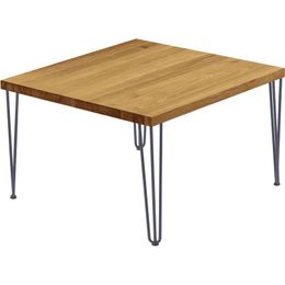 Esstisch Küchentisch Schreibtisch Couchtisch aus Massivholz, 60x60x47 cm (AxBxH), Creative, Rustikal / Anthrazit, LKG-01-A-003-7016Cr - Lamo