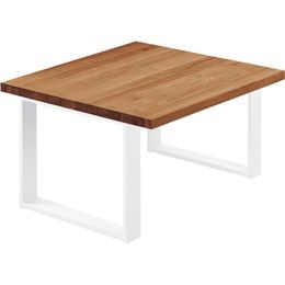 Esstisch Küchentisch Schreibtisch Couchtisch aus Massivholz, 60x60x47 cm (AxBxH), Modern, Dunkel / Weiss, LKG-01-A-004-9016M - Lamo Manufaktur