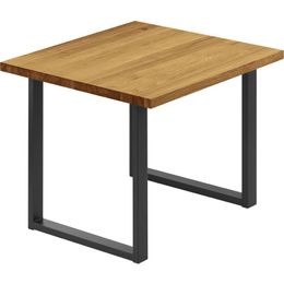 Lamo Manufaktur - Esstisch Küchentisch Schreibtisch Couchtisch aus Massivholz, 60x60x76 cm (AxBxH), Loft, Rustikal / Schwarz, LBG-01-A-003-9005L