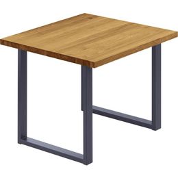 Lamo Manufaktur - Esstisch Küchentisch Schreibtisch Couchtisch aus Massivholz, 60x60x76 cm (AxBxH), Loft, Rustikal / Anthrazit, LBG-01-A-003-7016L