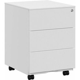 Songmics Rollcontainer, mobiler Aktenschrank, abschließbar, mit 3 Schubladen, Aufbewahrung von Akten, Büroutensilien, vormontiert, Büro, Homeoffice, 39 x 45 x