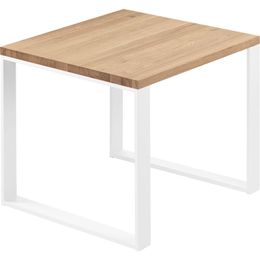 Esstisch Küchentisch Schreibtisch Couchtisch aus Massivholz, 60x60x76 cm (AxBxH), Modern, Natur / Weiss, LBG-01-A-002-9016M - Lamo Manufaktur