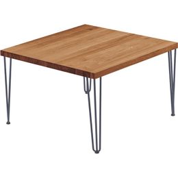 Esstisch Küchentisch Schreibtisch Couchtisch aus Massivholz, 60x60x47 cm (AxBxH), Creative, Dunkel / Anthrazit, LKG-01-A-004-7016Cr - Lamo Manufaktur