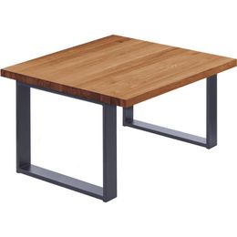 Esstisch Küchentisch Schreibtisch Couchtisch aus Massivholz, 60x60x47 cm (AxBxH), Modern, Dunkel / Anthrazit, LKG-01-A-004-7016M - Lamo Manufaktur