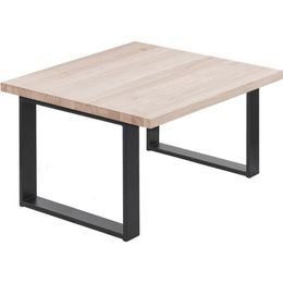 Esstisch Küchentisch Schreibtisch Couchtisch aus Massivholz, 60x60x47 cm (AxBxH), Modern, Roh / Schwarz, LKG-01-A-001-9005M - Lamo Manufaktur