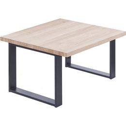 Esstisch Küchentisch Schreibtisch Couchtisch aus Massivholz, 60x60x47 cm (AxBxH), Modern, Roh / Anthrazit, LKG-01-A-001-7016M - Lamo Manufaktur