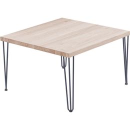 Esstisch Küchentisch Schreibtisch Couchtisch aus Massivholz, 60x60x47 cm (AxBxH), Creative, Roh / Anthrazit, LKG-01-A-001-7016Cr - Lamo Manufaktur