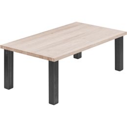 Lamo Manufaktur - Esstisch Küchentisch Schreibtisch Couchtisch aus Massivholz, 120x80x47cm (AxBxH), Classic, Roh / Rohstahl mit Klarlack,