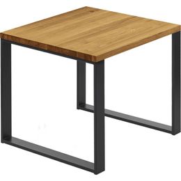 Esstisch Küchentisch Schreibtisch Couchtisch aus Massivholz, 60x60x76 cm (AxBxH), Modern, Rustikal / Schwarz, LBG-01-A-003-9005M - Lamo Manufaktur