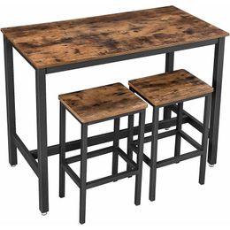 Songmics Vasagle Bartisch-Set, Stehtisch mit 2 Barhockern, Küchentresen mit Barstühlen, Küchentisch und Küchenstühle im Industrie-Design, für Küche, 120 x 60