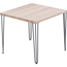 Esstisch Küchentisch Schreibtisch Couchtisch aus Massivholz, 60x60x76 cm (AxBxH), Creative, Roh / Anthrazit, LBG-01-A-001-7016Cr - Lamo Manufaktur