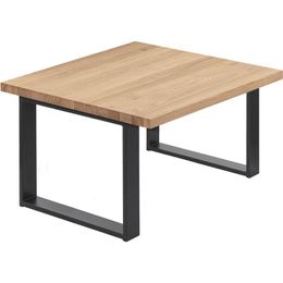 LAMO Manufaktur Esstisch Küchentisch Schreibtisch Couchtisch aus Massivholz, 60x60x47 cm (AxBxH), Modern, Natur / Schwarz, LKG-01-A-002-9005M