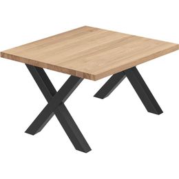 Esstisch Küchentisch Schreibtisch Couchtisch aus Massivholz, 60x60x47 cm (AxBxH), Design, Natur / Schwarz, LKG-01-A-002-9005D - Lamo Manufaktur