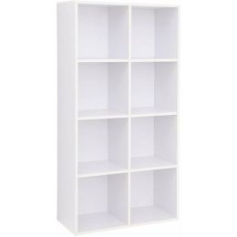 Songmics - Regal mit 8 Fächern Bücherregal aus Holz als Dekoregal freistehende Schrank für Büro Zuhause Weiß LBC24WT - Weiß