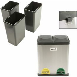 Mülleimer 30L - Mülleimer Klein 2x 15L - Mülltrennsystem - Stahl - 49 x 41 cm - Maxxhome