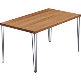 Esstisch Küchentisch Schreibtisch Couchtisch aus Massivholz, 100x60x76 cm (AxBxH), Creative, Dunkel / Anthrazit, LOG-01-A-004-7016Cr - Lamo Manufaktur