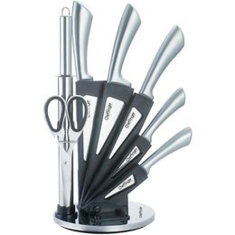 8-teiliges Profi Messer-Set Messerblock sehr hochwertiges Selbstschärfen Messer Küchenmesser Set Kochmesser Edelstahl in Silber