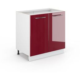 Unterschrank Fame-Line 80 cm Weiß/Bordeaux-Rot Hochglanz modern VICCO