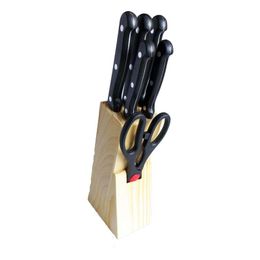 Michelino - Holz-Messerblock 7 tlg. Messerset Holzblock 11239 Messerset schwarze Griffe