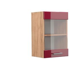 Küchenschrank Glas R-Line, Bordeaux Hochglanz, 40 cm VICCO