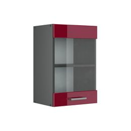 Küchenschrank Glas R-Line, Bordeaux Hochglanz, 40 cm VICCO