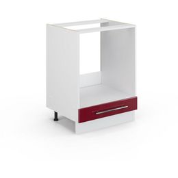 Herdschrank Fame-Line 60 cm Weiß/Bordeaux-Rot Hochglanz modern VICCO